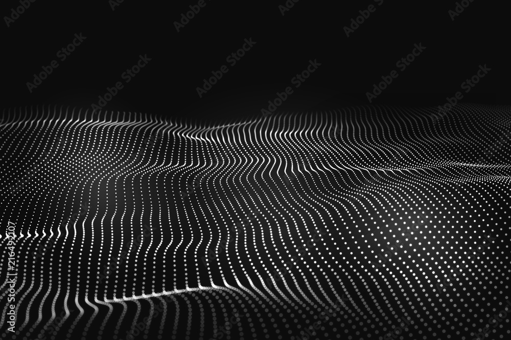 Technology Vector Background Big Data Wave 3d Wave Of Particles Technology Vector Background