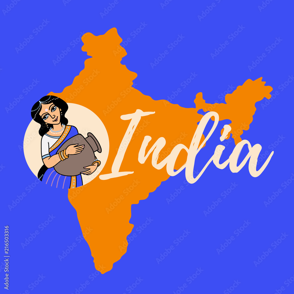 cartoon map of India Stock Vector | Adobe Stock