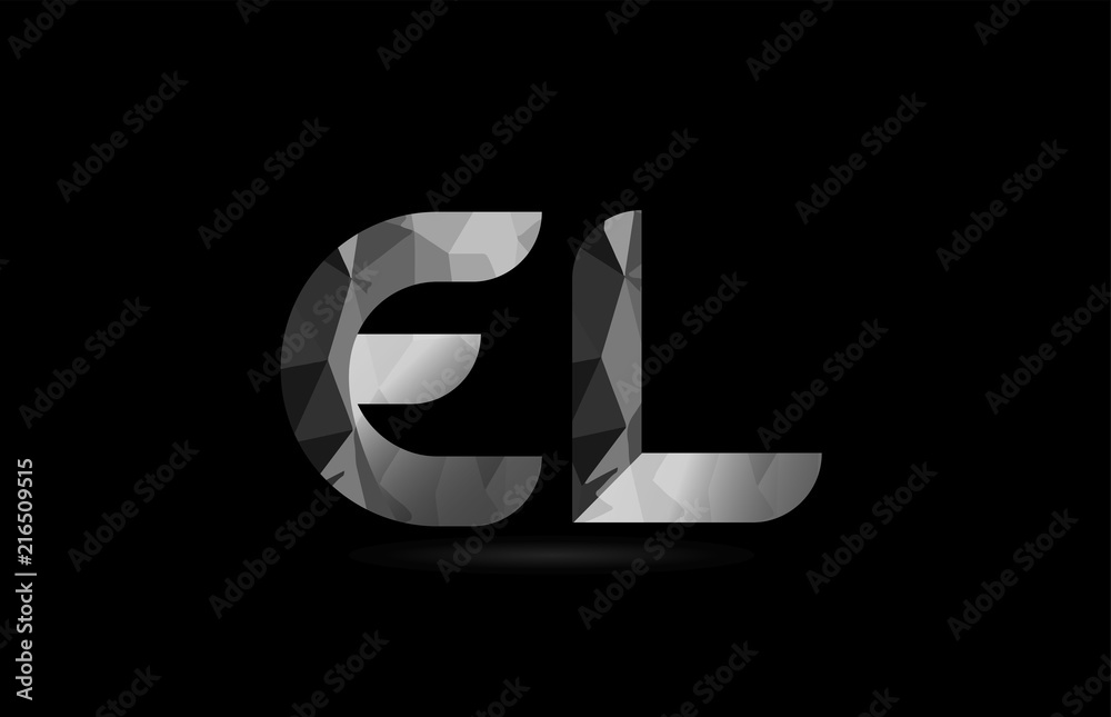 black and white alphabet letter el e l logo combination Stock Vector ...