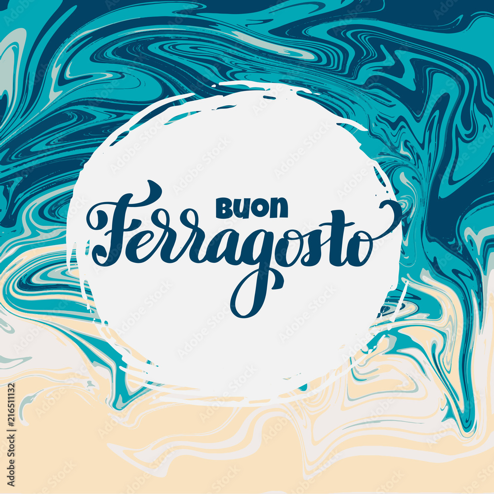 Buon ferragosto italian summer festival hand lettering. Translation ...
