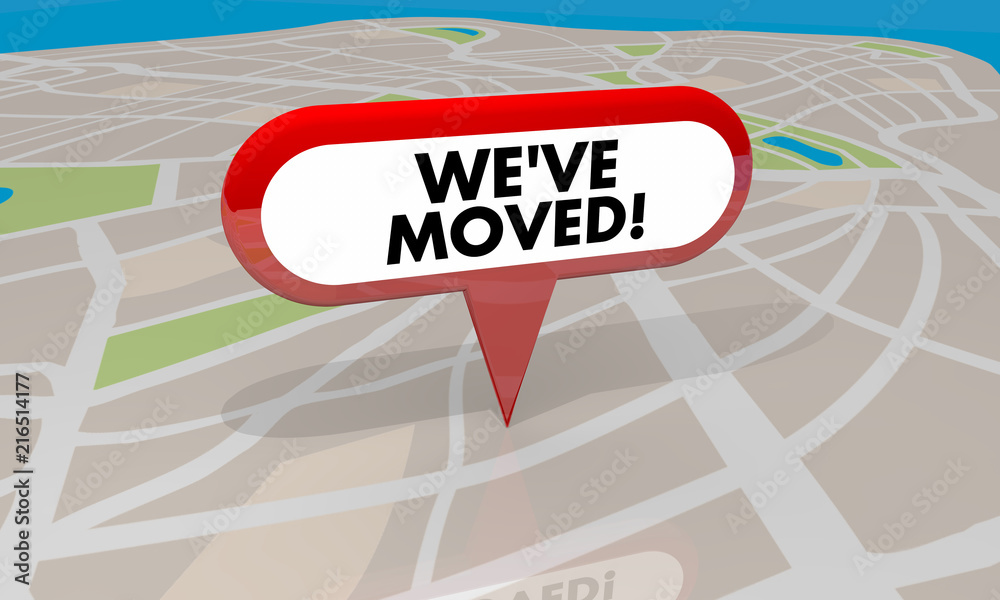 Weve Moved New Location Spot Area Map Pin Word 3d Illustration Stock ...