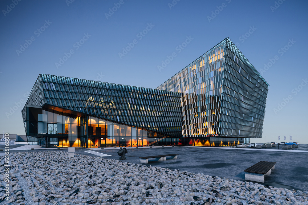 3d render, visualization of modern glass commercial building Stock ...
