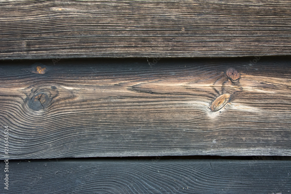 Closeup of weathered wall made from boards of wood with beautiful grain ...