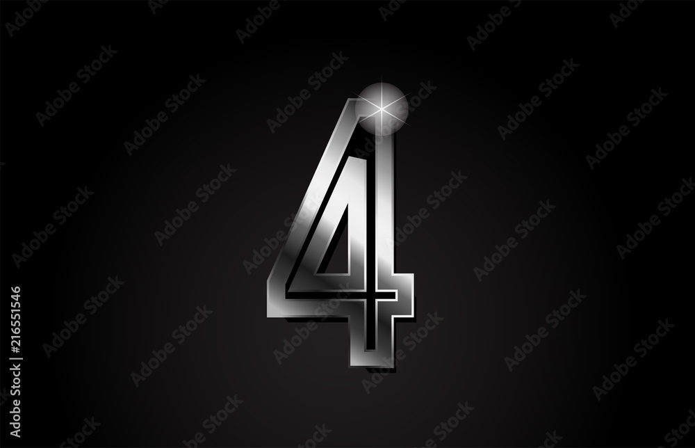 silver metal number 4 logo icon design Stock Vector | Adobe Stock