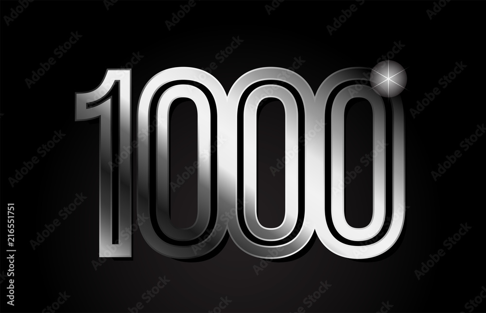 silver metal number 1000 logo icon design Stock Vector | Adobe Stock