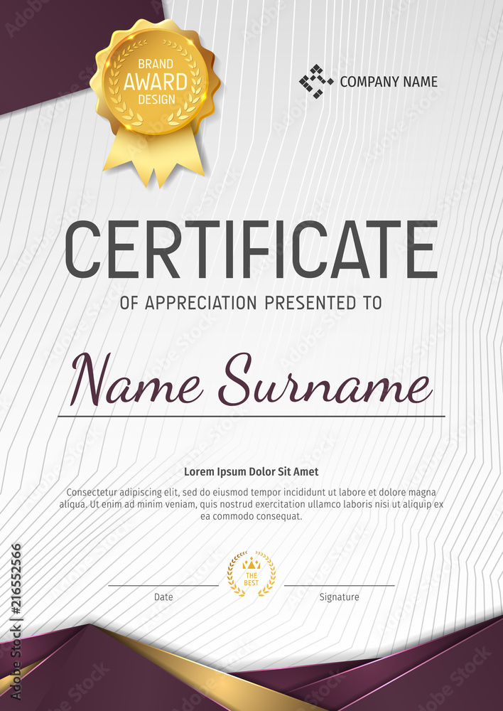 Certificate Template Design Vector With Non vectorise Text Stock certificate-template-design-vector-with-non-vectorise-text-stock