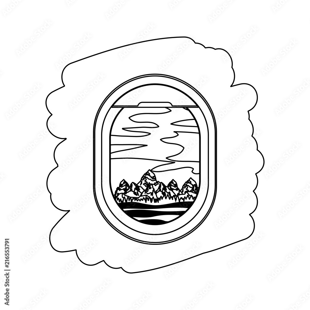 airplane window with exterior view vector illustration design Stock ...
