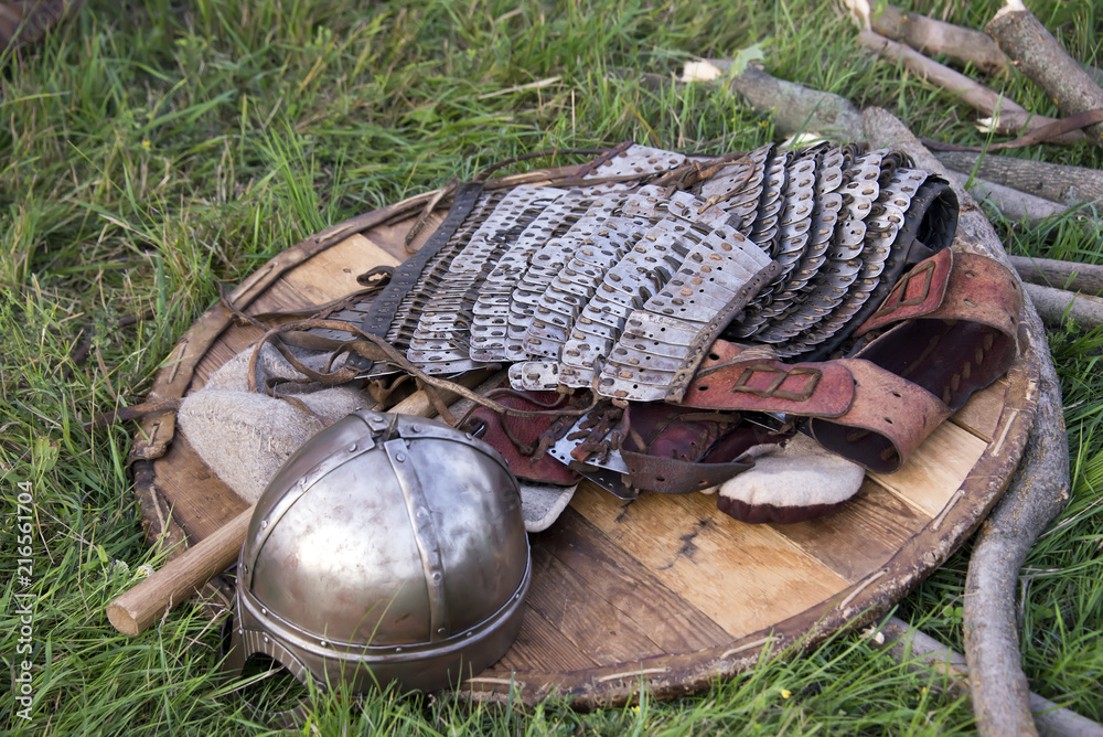 historical armor of Russian soldiers Stock Photo | Adobe Stock