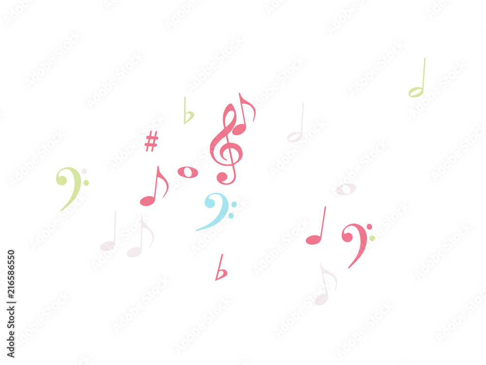 Music Notes Confetti Falling Chaos Vector. Music Symbols Texture Poster ...