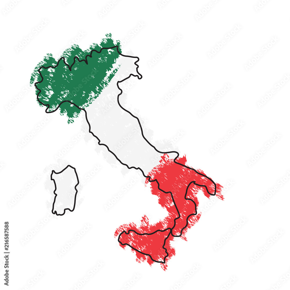 Sketch of a map of Italy Stock Vector | Adobe Stock