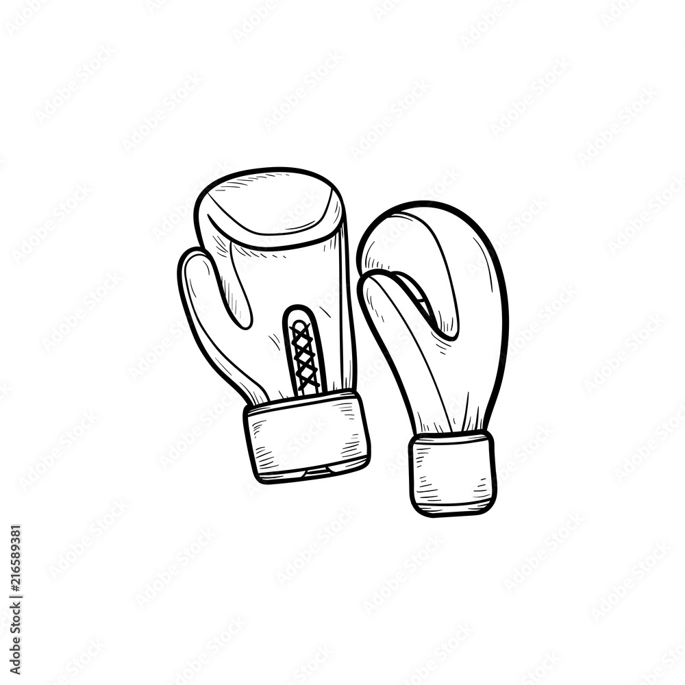 Boxing gloves hand drawn outline doodle icon. Boxing equipment ...