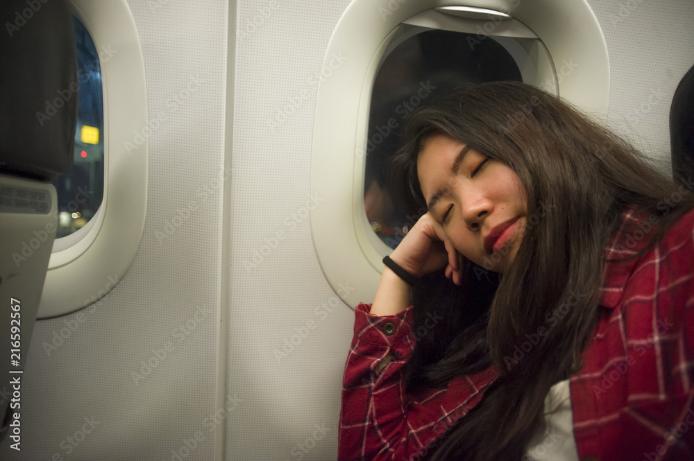 lifestyle portrait of young beautiful and sweet Asian Korean tourist ...