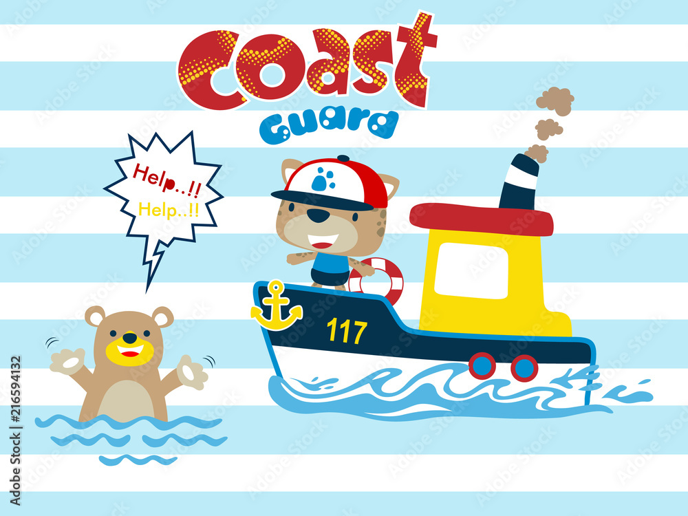 vector illustration of coast guard cartoon Stock Vector | Adobe Stock