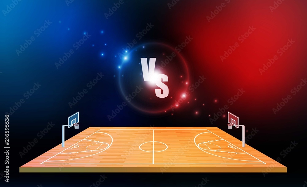 Basketball arena field with bright stadium lights design.match vs ...