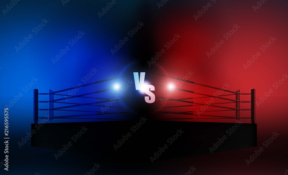 Boxing ring arena vs letters for sports and fight competition. Battle ...