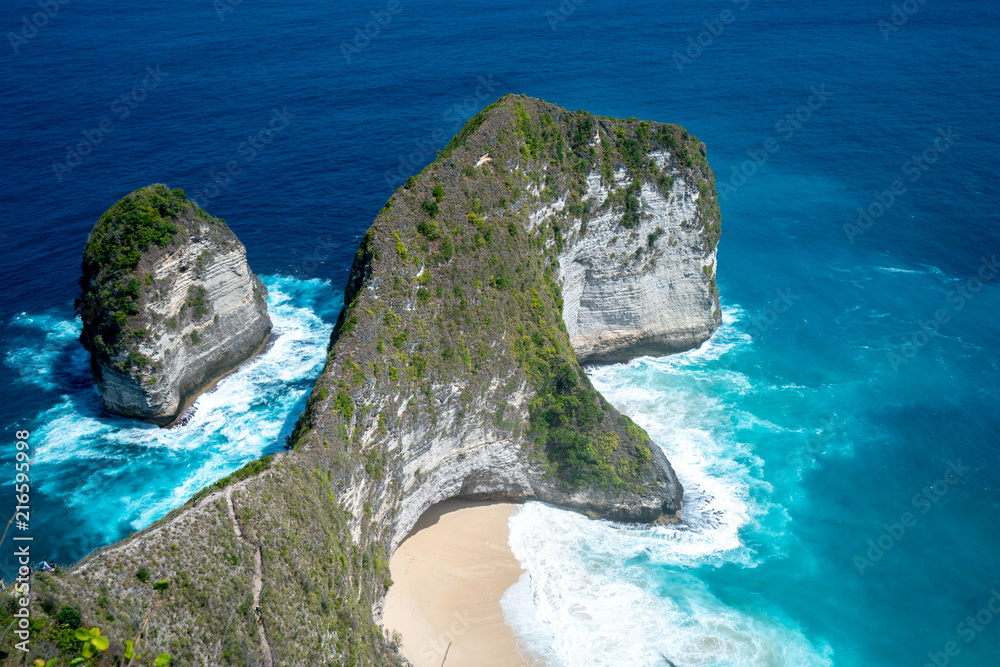 Top view of Karang Dawa bay, Kelingking beach. Nusa Penida Island Stock ...