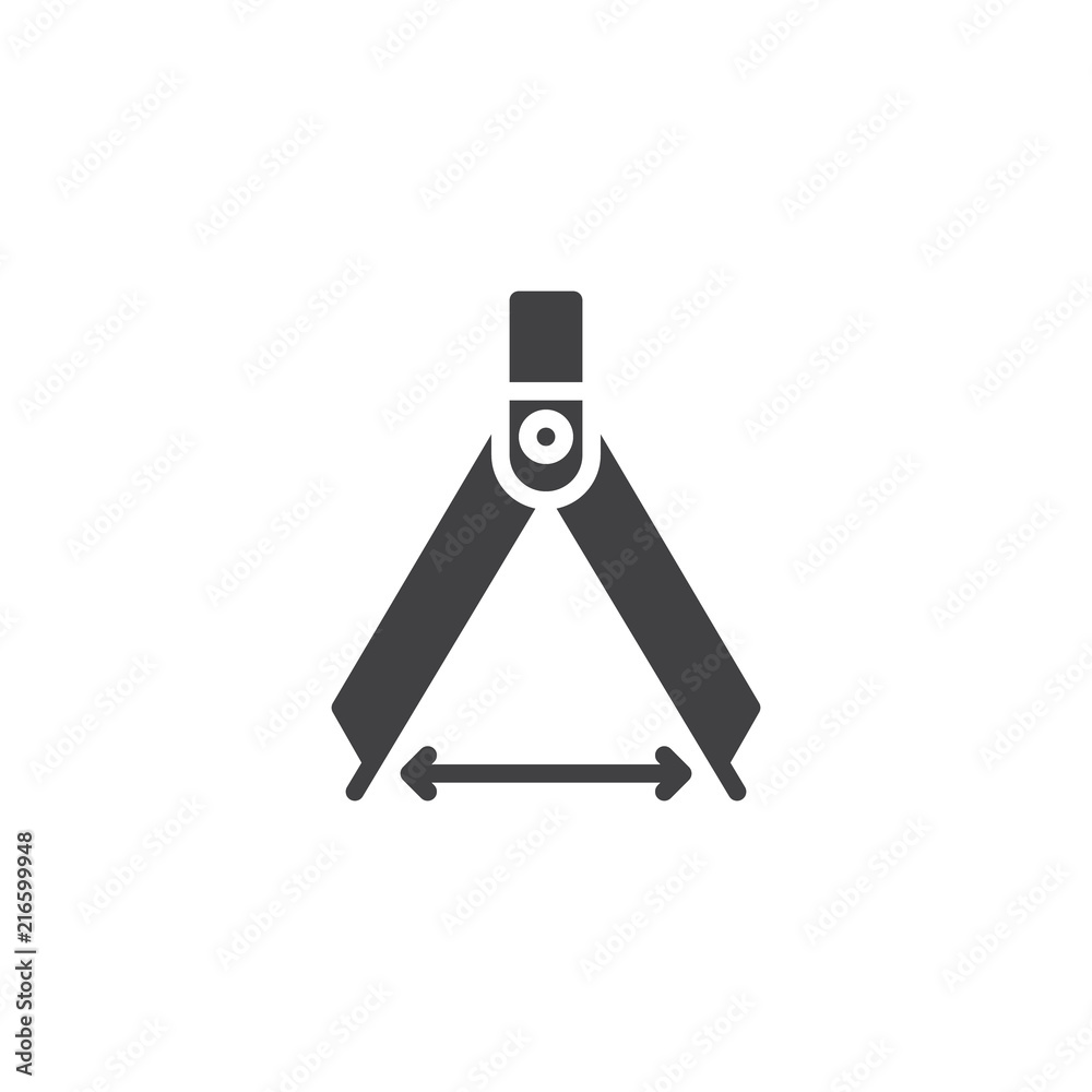 Drawing compass vector icon. filled flat sign for mobile concept and ...