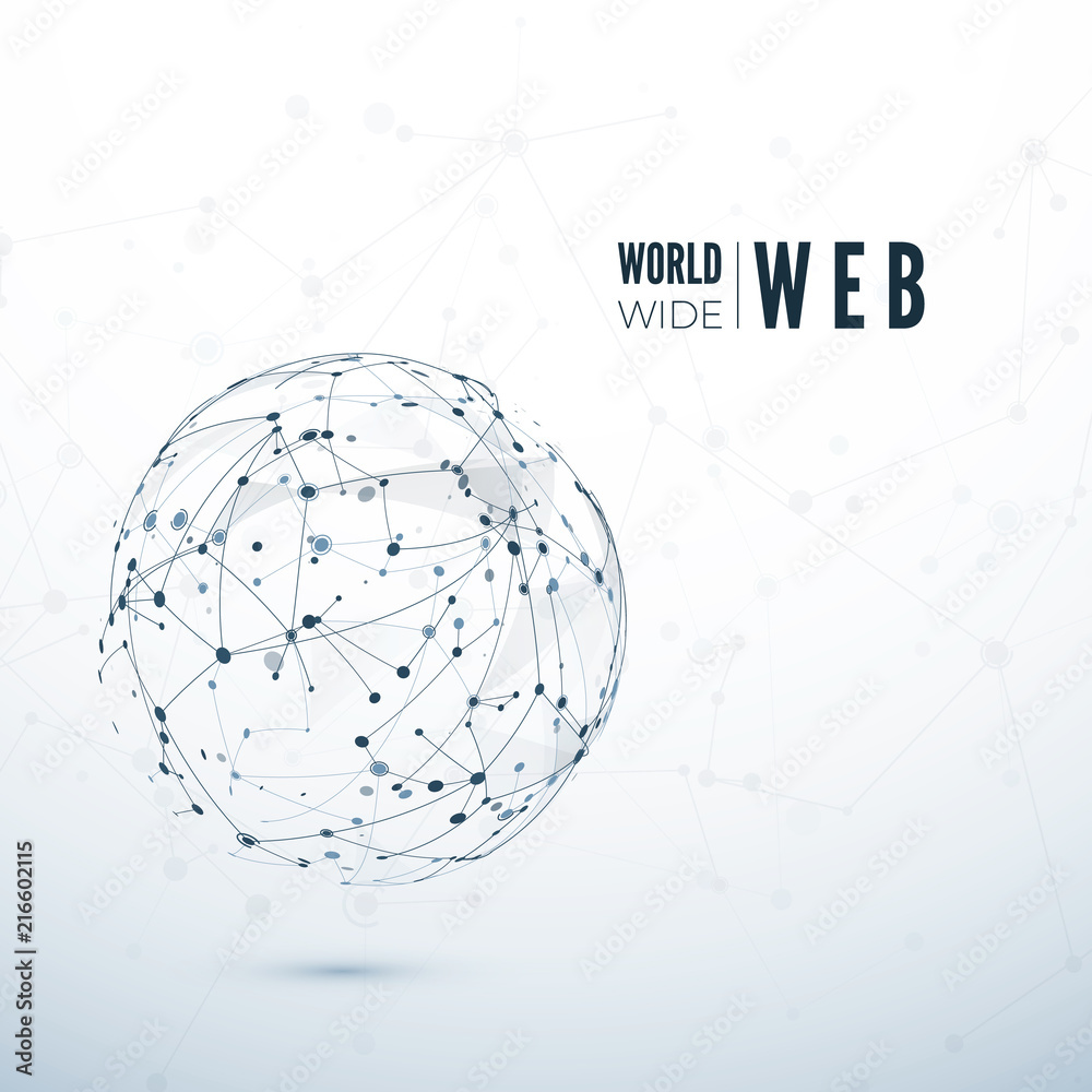 World Wide Web. Global data transfer concept. Vector illustration Stock ...