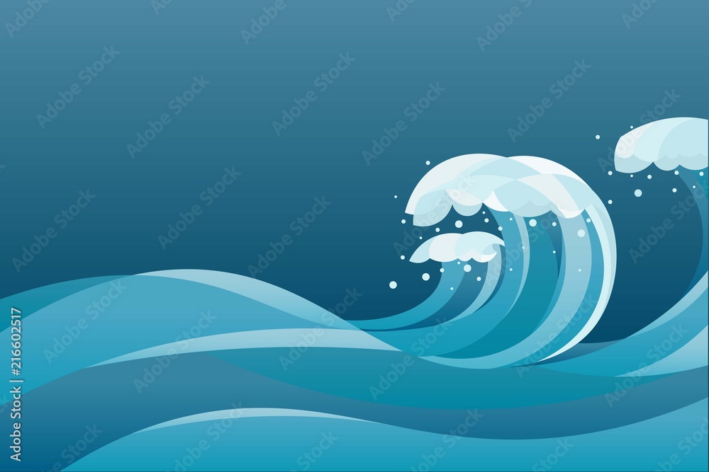 high tide sea water waves Background. illustration of waves in the ...