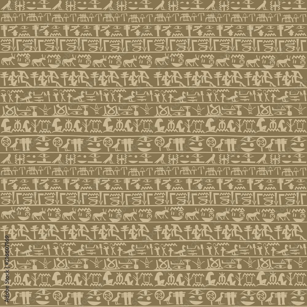 Ancient egyptian hieroglyphs seamless Stock Vector | Adobe Stock