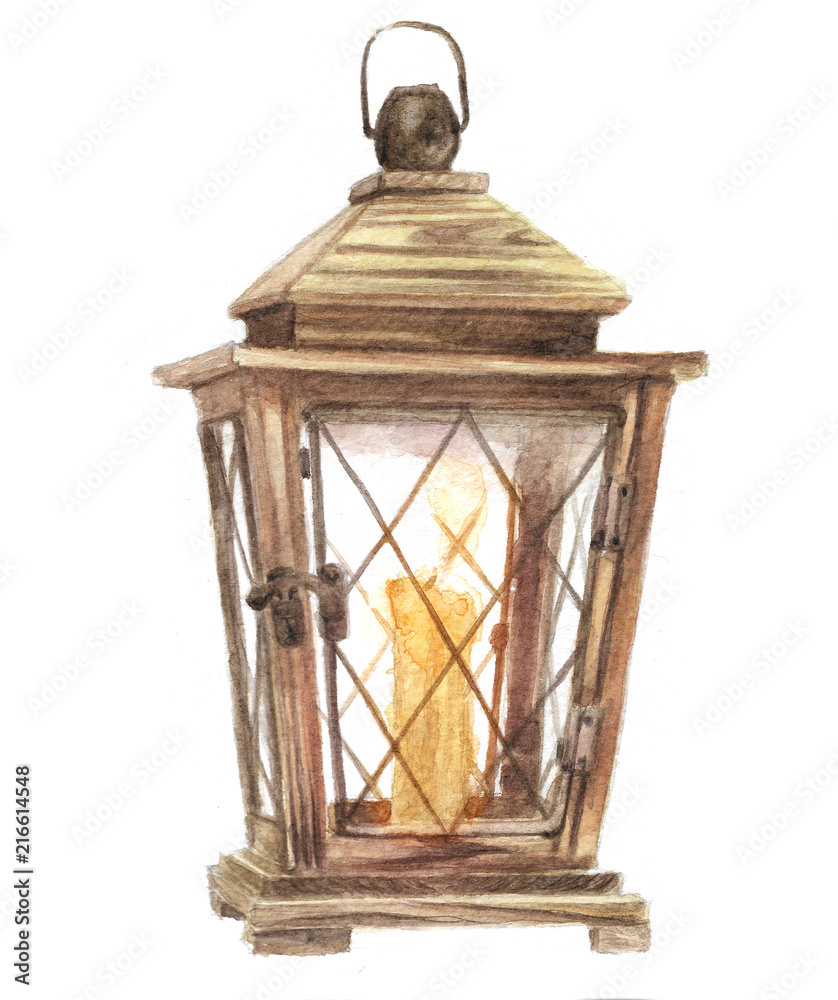 watercolor illustration of an old torch for a celebration of Halloween ...