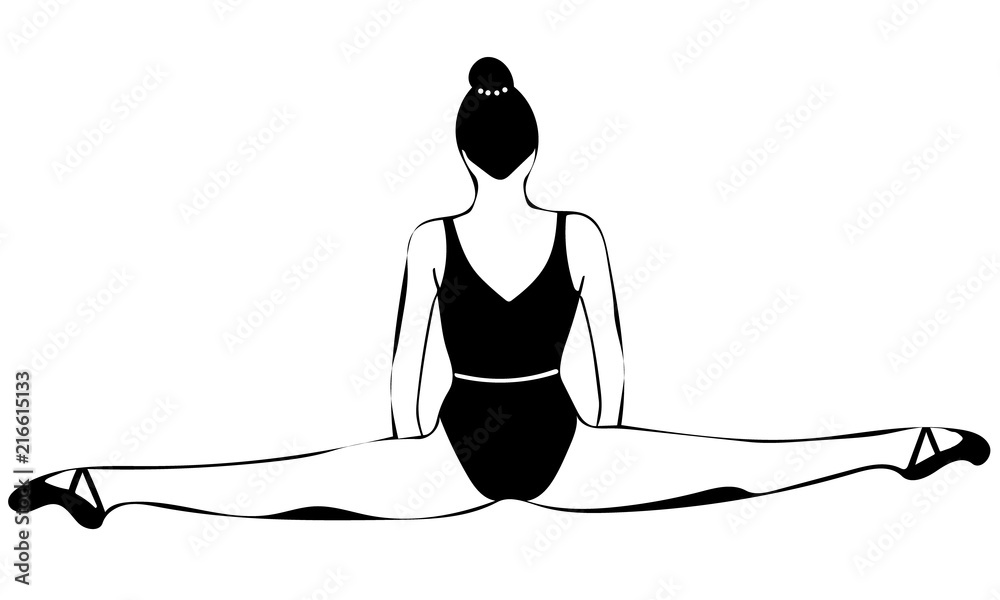 Ballerina floor splits in ink Stock Vector | Adobe Stock