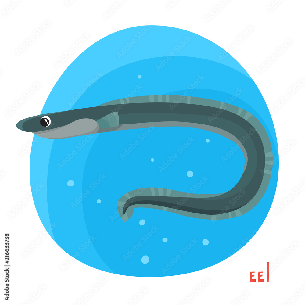 Vector cartoon illustration of eel isolated on white background. Stock ...