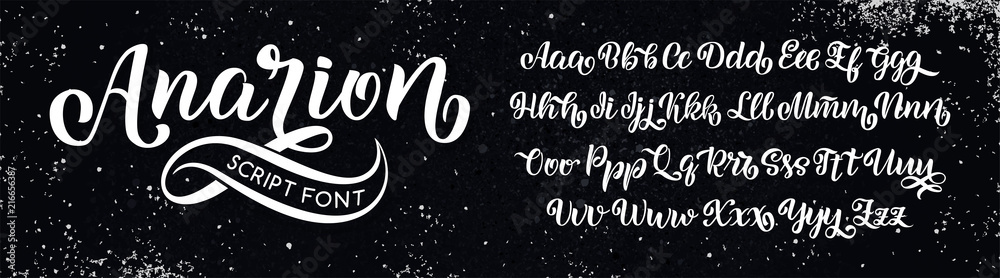 Hand drawn typeface. Brush painted letters. Handwritten script alphabet ...
