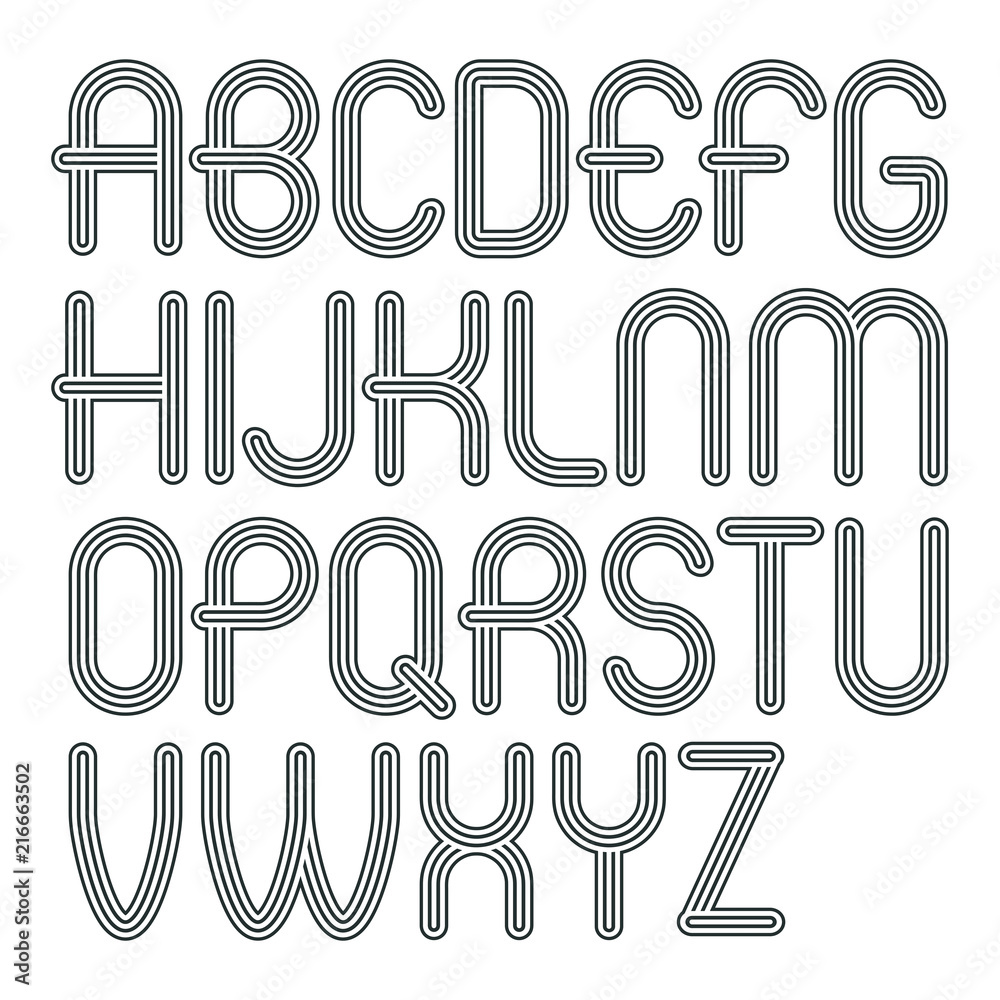 Set of trendy modern vector capital alphabet letters isolated. Disco ...