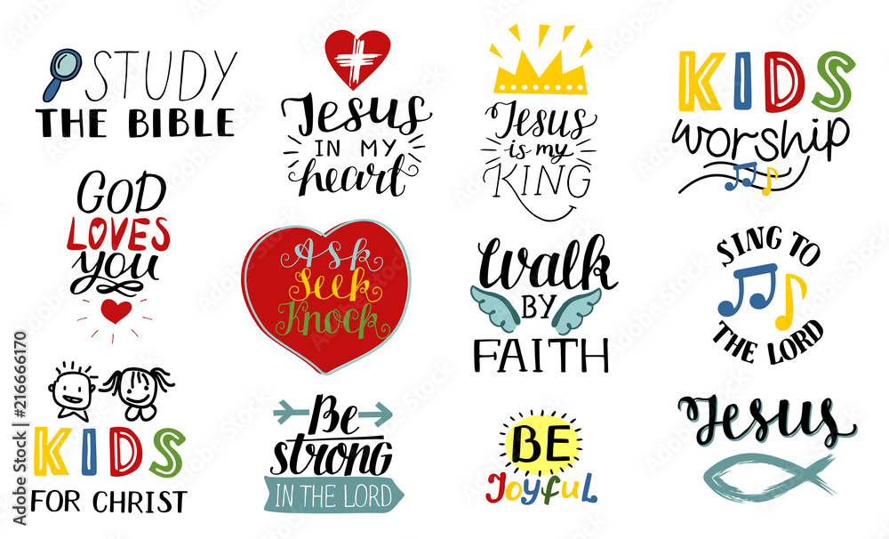 Set of 12 Hand lettering christian quotes Jesus is my king, Study the ...