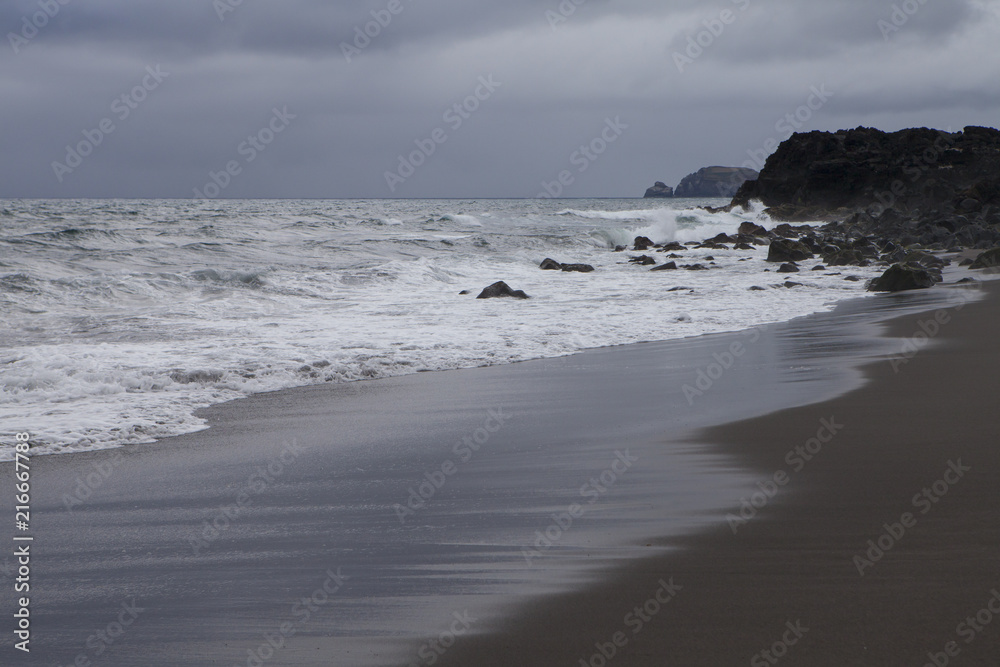 Santa Barbara black volcanic beach in Ribeira Grande, Sao Miguel ...