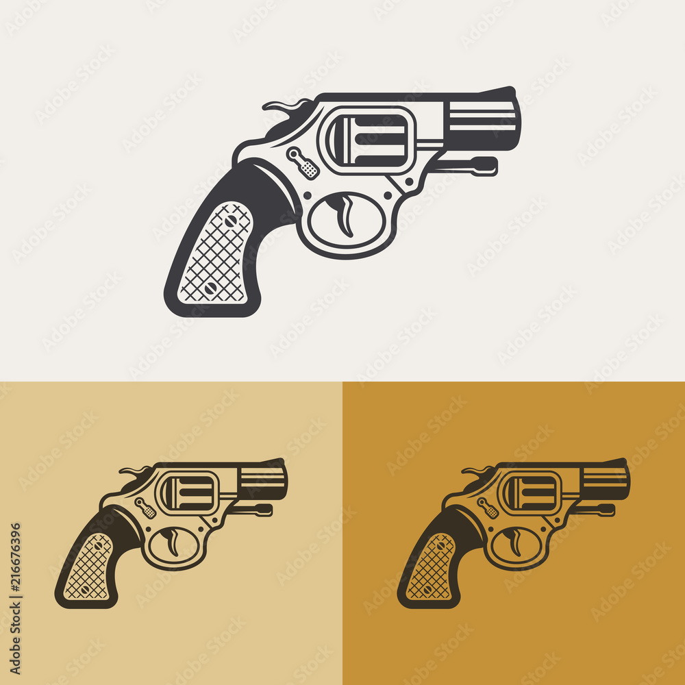 Gun or revolver vector outline design element Stock Vector | Adobe Stock