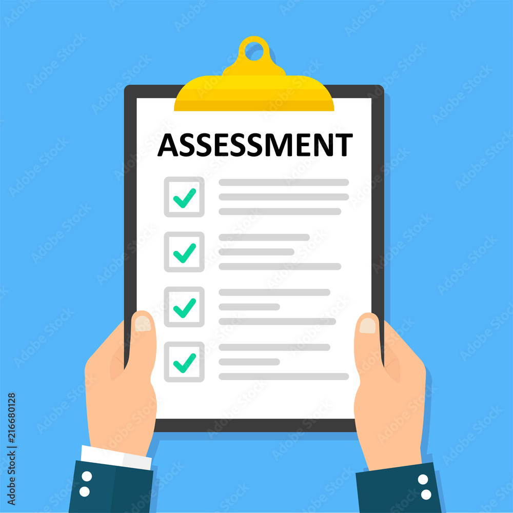 Man hands holding clipboard checklist with assessment. Paperwork ...