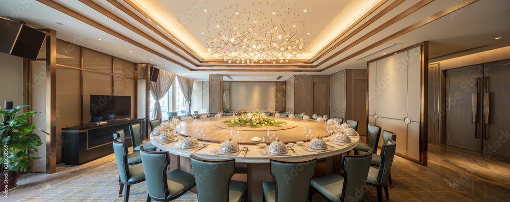 interior of chinese restaurant with table and seat Stock Photo | Adobe ...