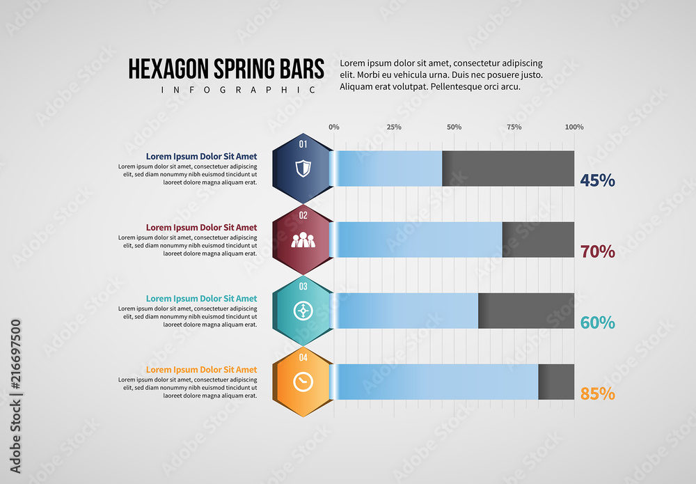 Hexagonal Bar Graph Infographic Layout Stock Template | Adobe Stock