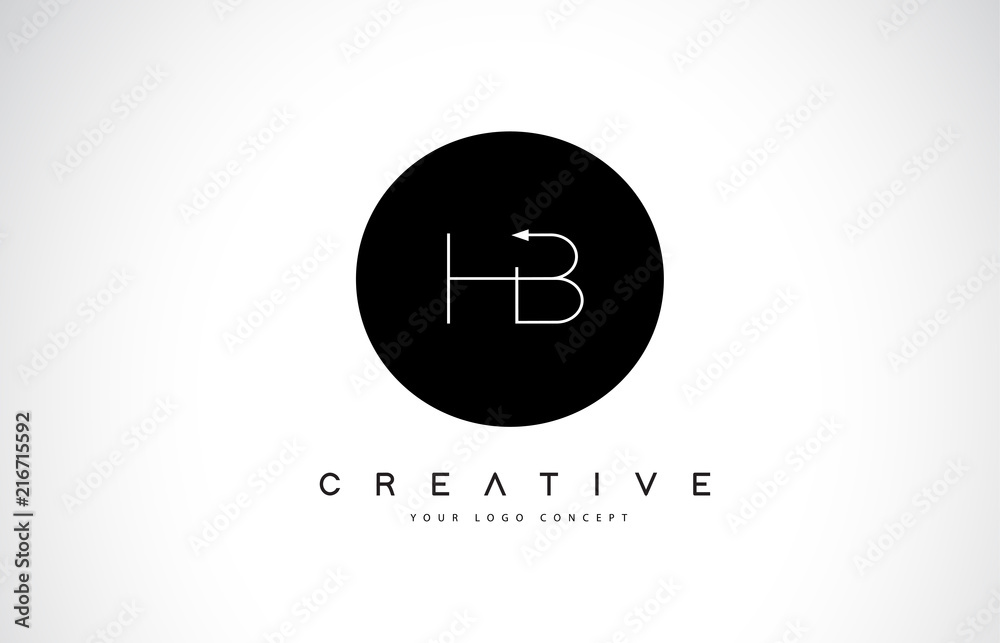 HB H B Logo Design with Black and White Creative Text Letter Vector ...