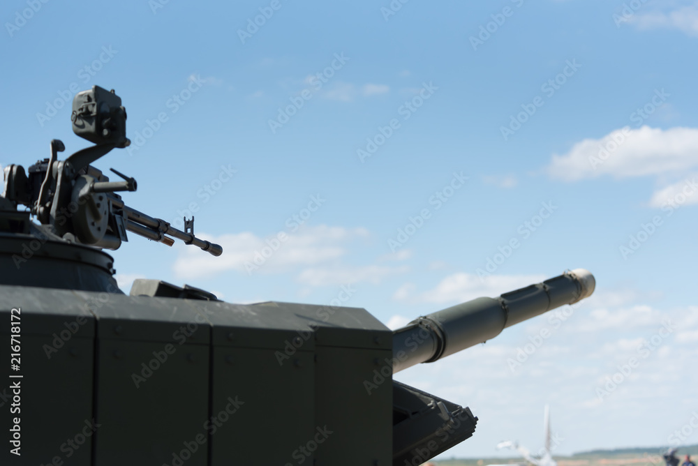 Russian military cannon of tank with machine gun Stock Photo | Adobe Stock