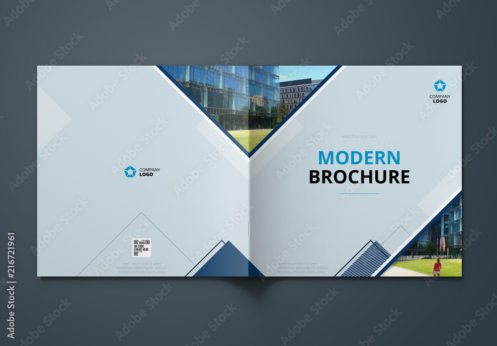 Blue Square Brochure Cover Layout Stock Template | Adobe Stock
