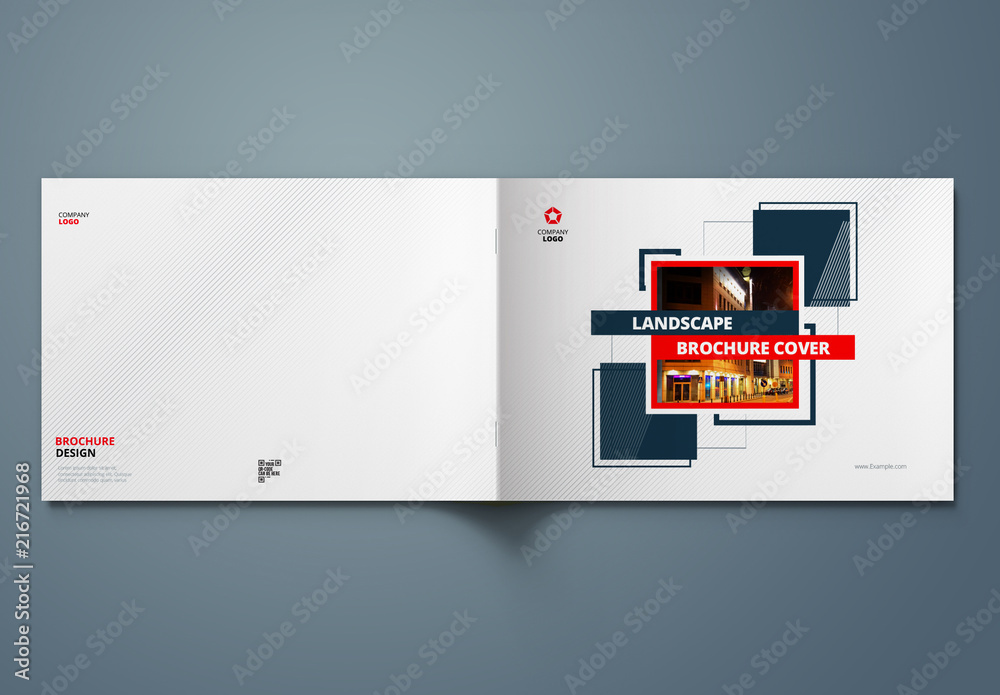 Red and Blue Landscape Cover Layout Stock Template | Adobe Stock