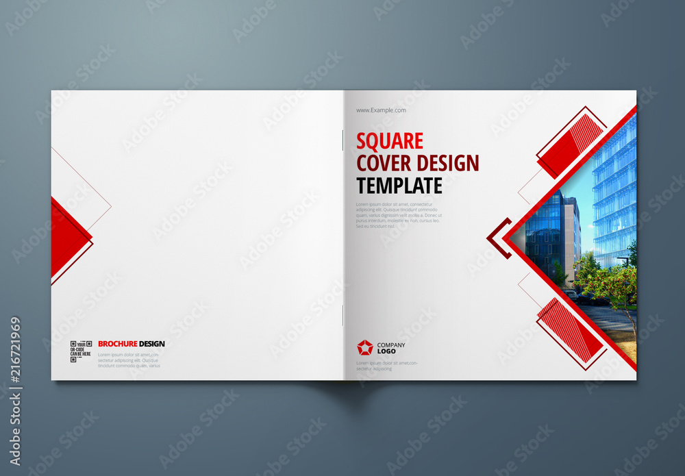 Red Square Brochure Cover Layout Stock Template | Adobe Stock