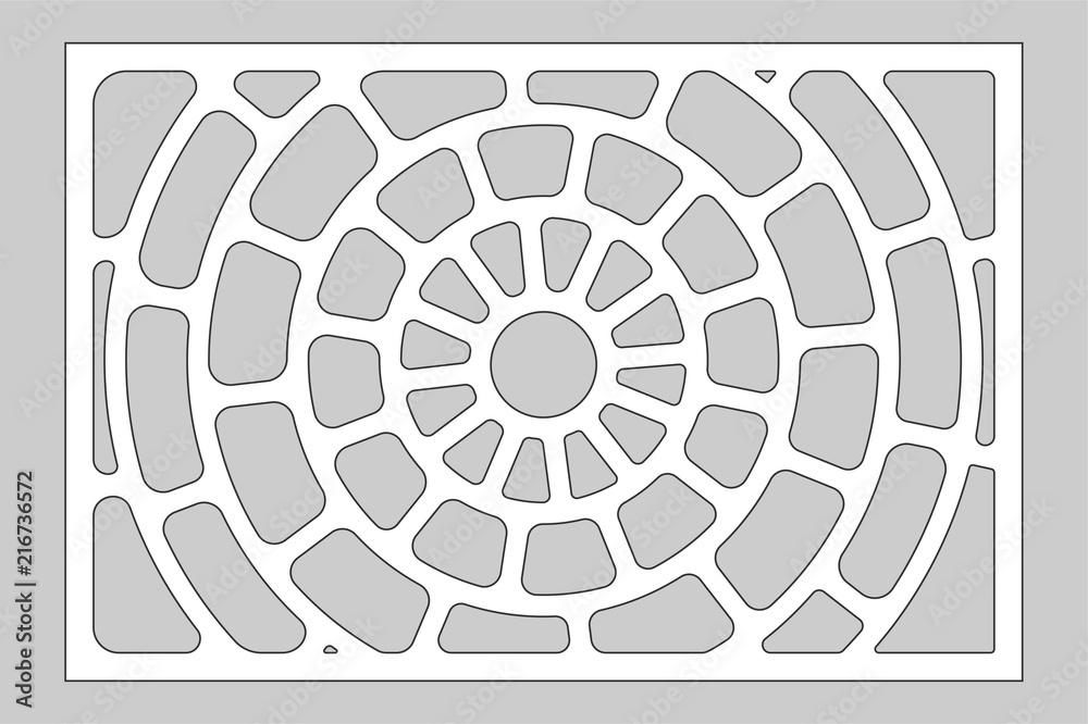 Decorative card for cutting laser or plotter. Linear circular pattern ...