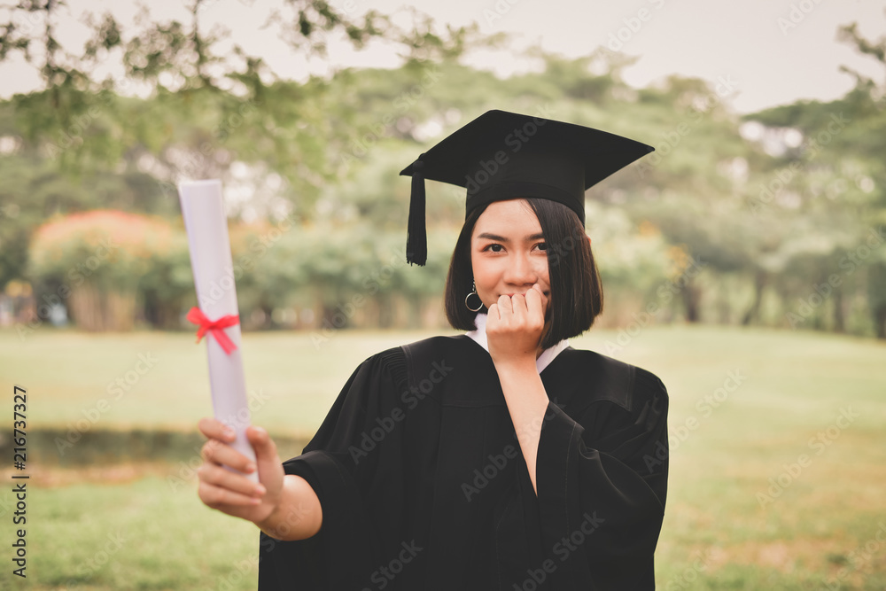 Graduation Concept. Graduated students on graduation day. Asian ...
