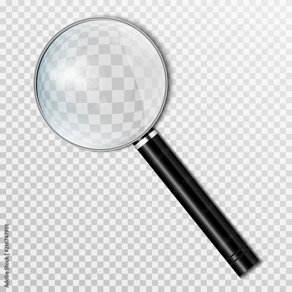 Realistic magnifying glass Isolated on a transparent background ...