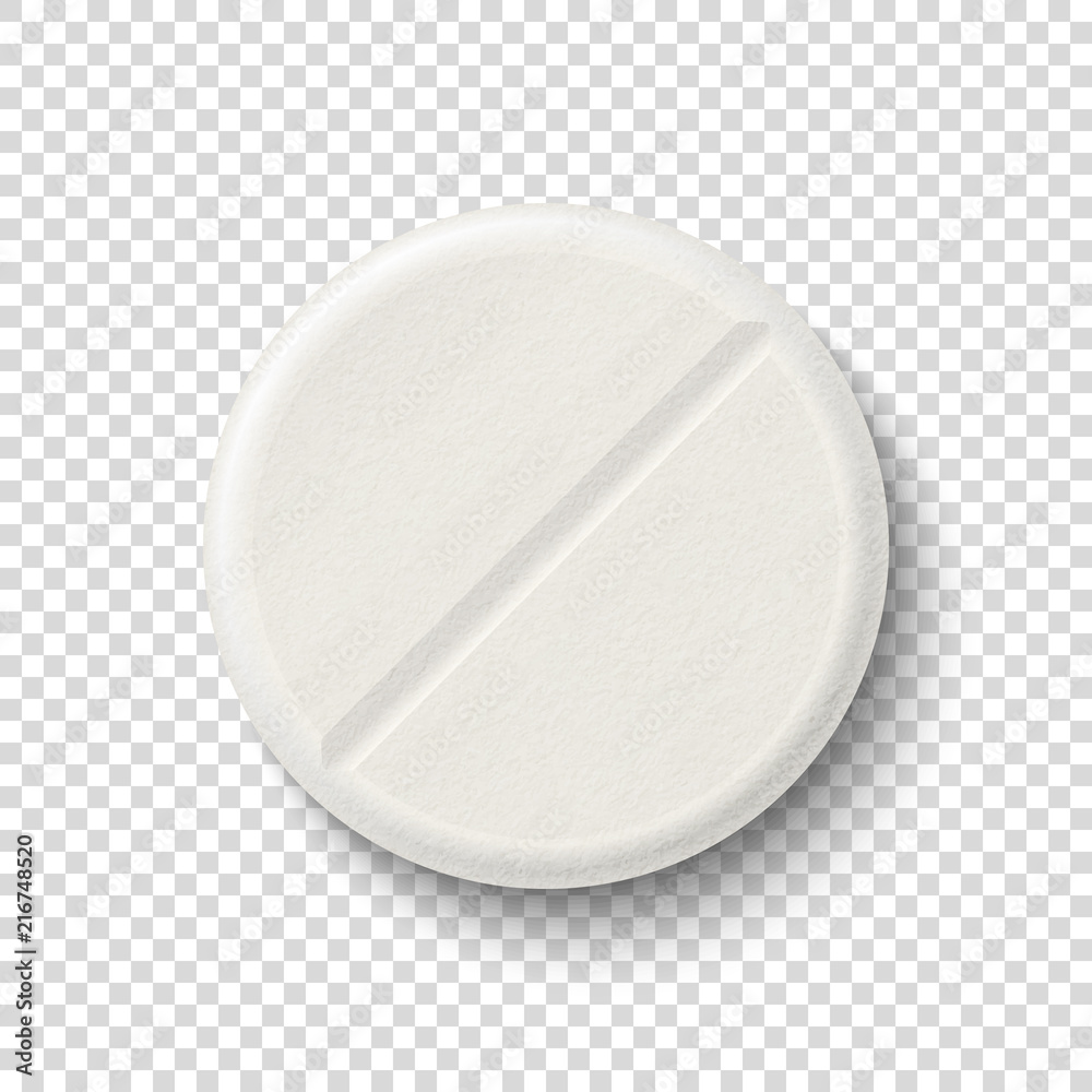 Vector realistic 3d white medical pill icon isolated on transparency ...