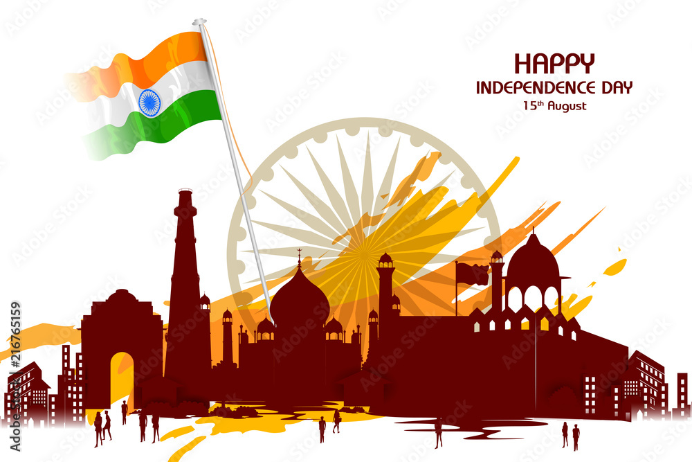 Monument and Landmark of India on Indian Independence Day celebration ...