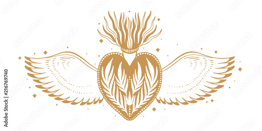 Sketch graphic illustration Beautiful heart with mystic and occult hand ...