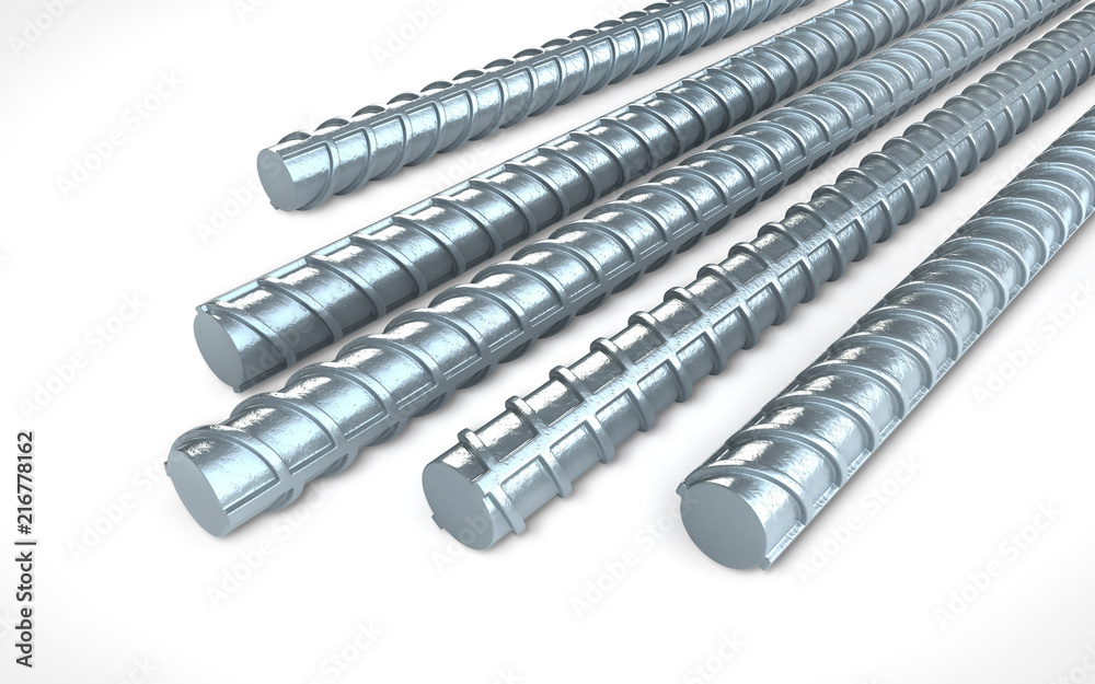 Steel reinforcement rebars on white background, construction industry ...