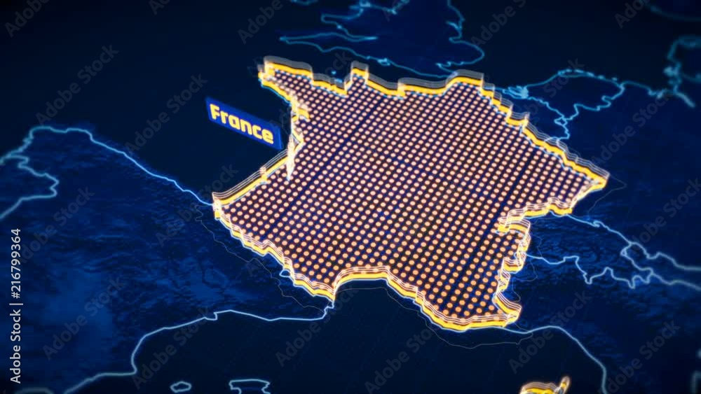 France country border 3D visualization, modern map outline, travel ...