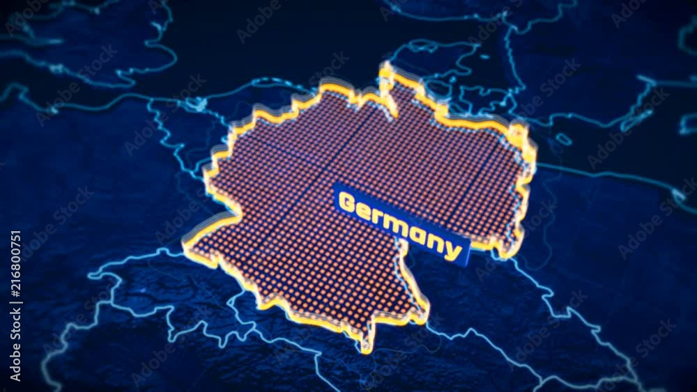 Germany country border 3D visualization, modern map outline, travel ...
