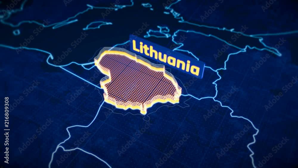 Lithuania country border 3D visualization, modern map outline, travel ...